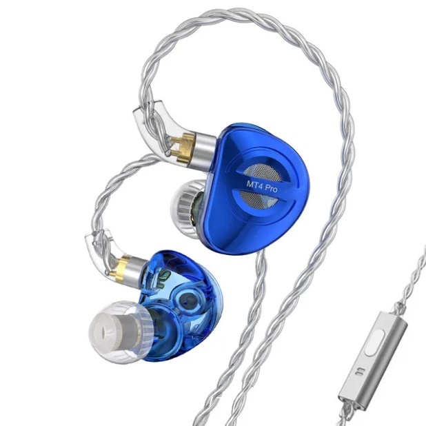 Наушники TRN MT4 PRO 3,5мм IEM Blue
