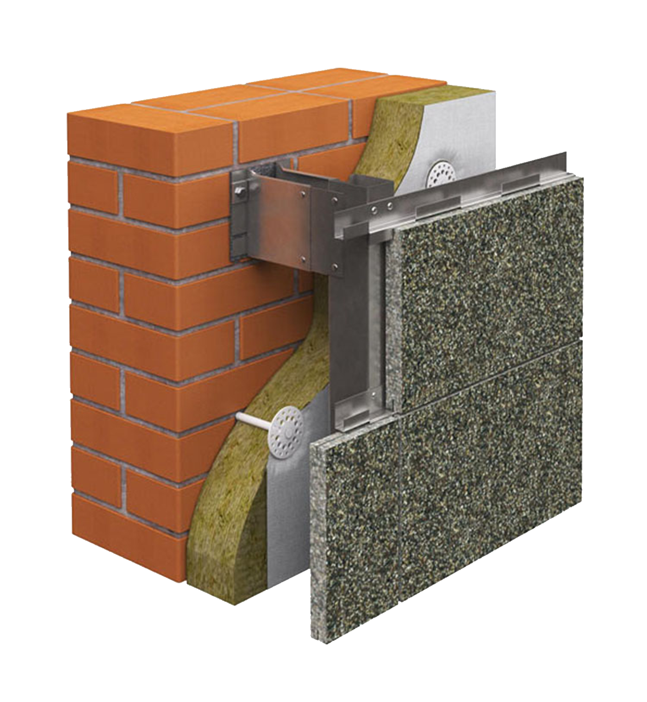 Hinged ventilated facade made of stone